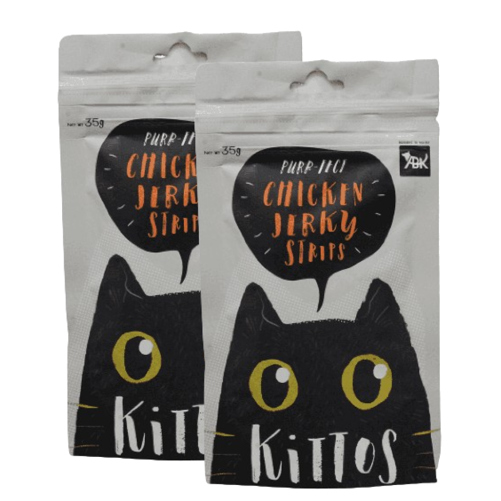 Buy Kittos Purr Fect Cat Treats Chicken Jerky Strips - Pawsandpaws.com